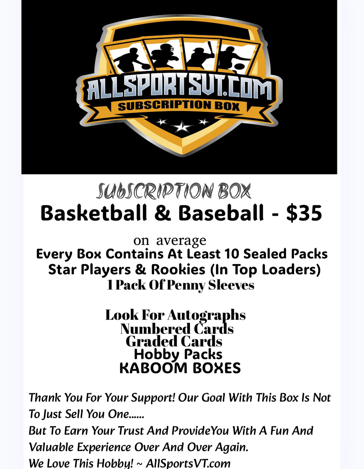 The AllValue Subscription Box! Monthly or Bi-Weekly Sports Card Box Ch ...