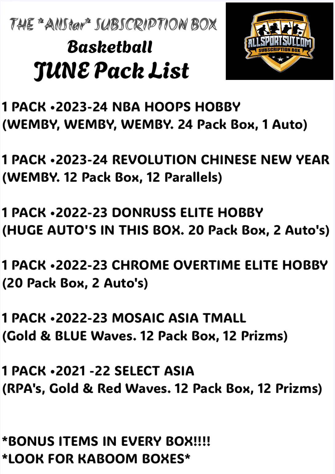 The Basketball. *AllStar* Subscription. Sports Card Box. Monthly Optio ...